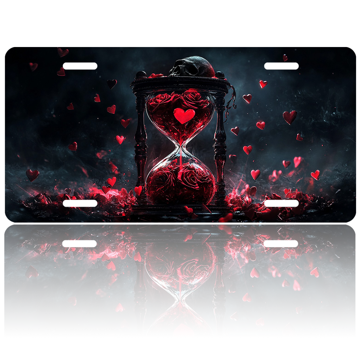 1 Pcs 2D Flat License Plate Covers & Frames, Hourglass with Skull For ...