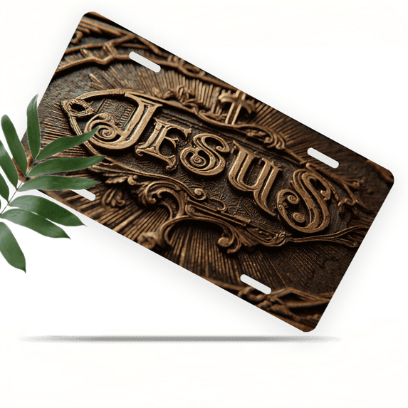 1 Pcs 2D Flat License Plate Covers & Frames, Jesus For Decorative Front ...