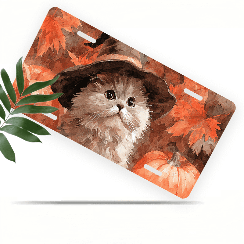 1 Pcs 2D Flat License Plate Covers & Frames, Kitten Hat For Decorative ...