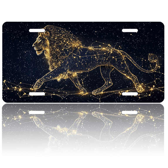 1 Pcs 2D Flat License Plate Covers & Frames, Leo For Decorative Front ...