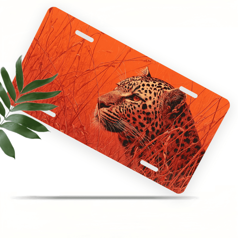 1 Pcs 2D Flat License Plate Covers & Frames, Leopard in Tall For ...