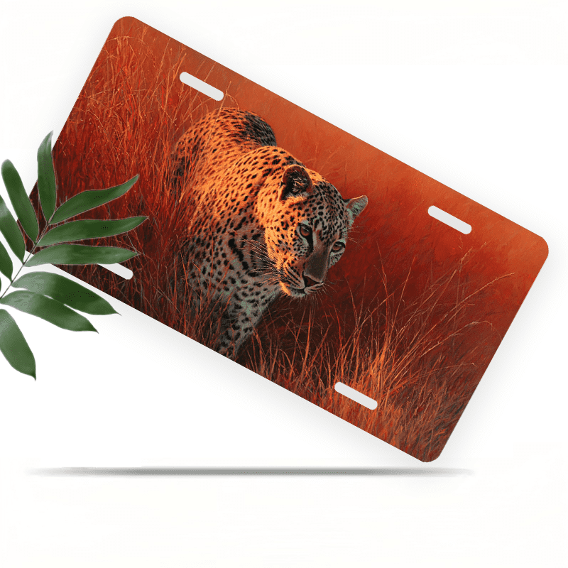 1 Pcs 2D Flat License Plate Covers & Frames, Leopard in tall For ...