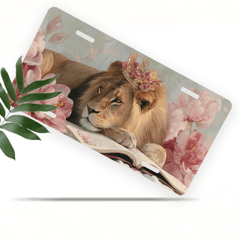 1 Pcs 2D Flat License Plate Covers & Frames, Lion with Crown For ...