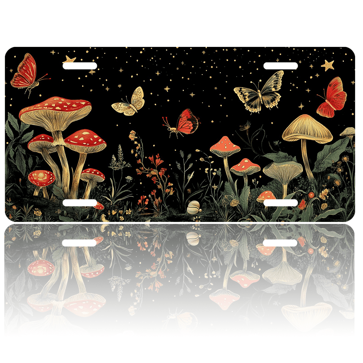 1 Pcs 2D Flat License Plate Covers & Frames, Magic Mushroom and ...