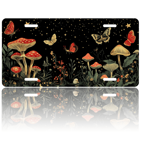1 Pcs 2D Flat License Plate Covers & Frames, Magic Mushroom and ...