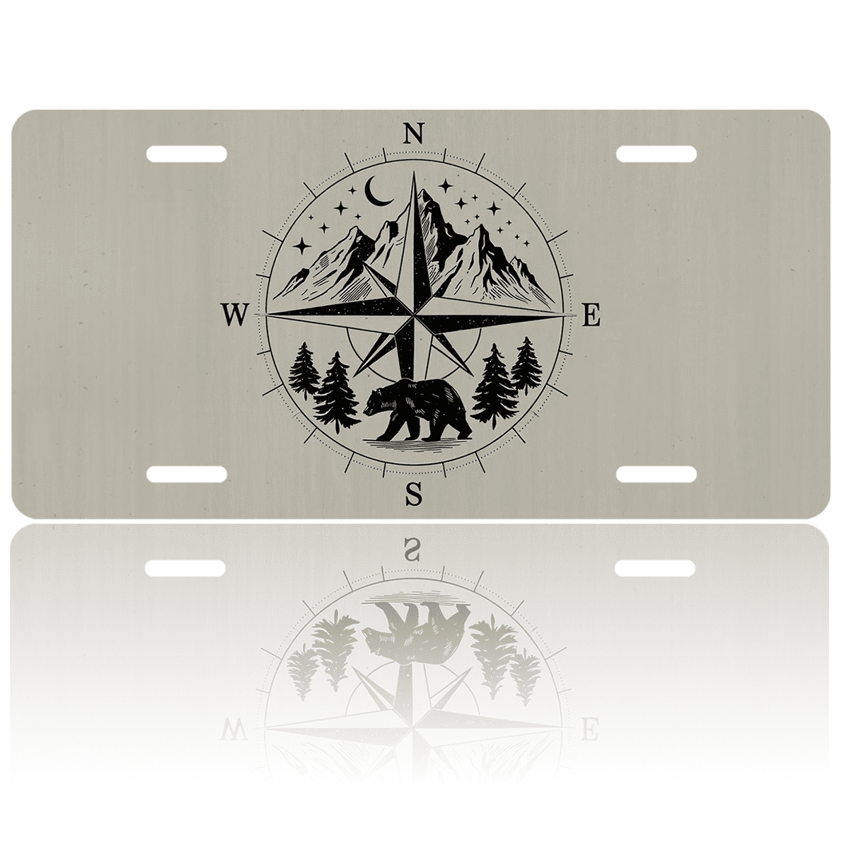 1 Pcs 2D Flat License Plate Covers & Frames, Mountain Bear For ...