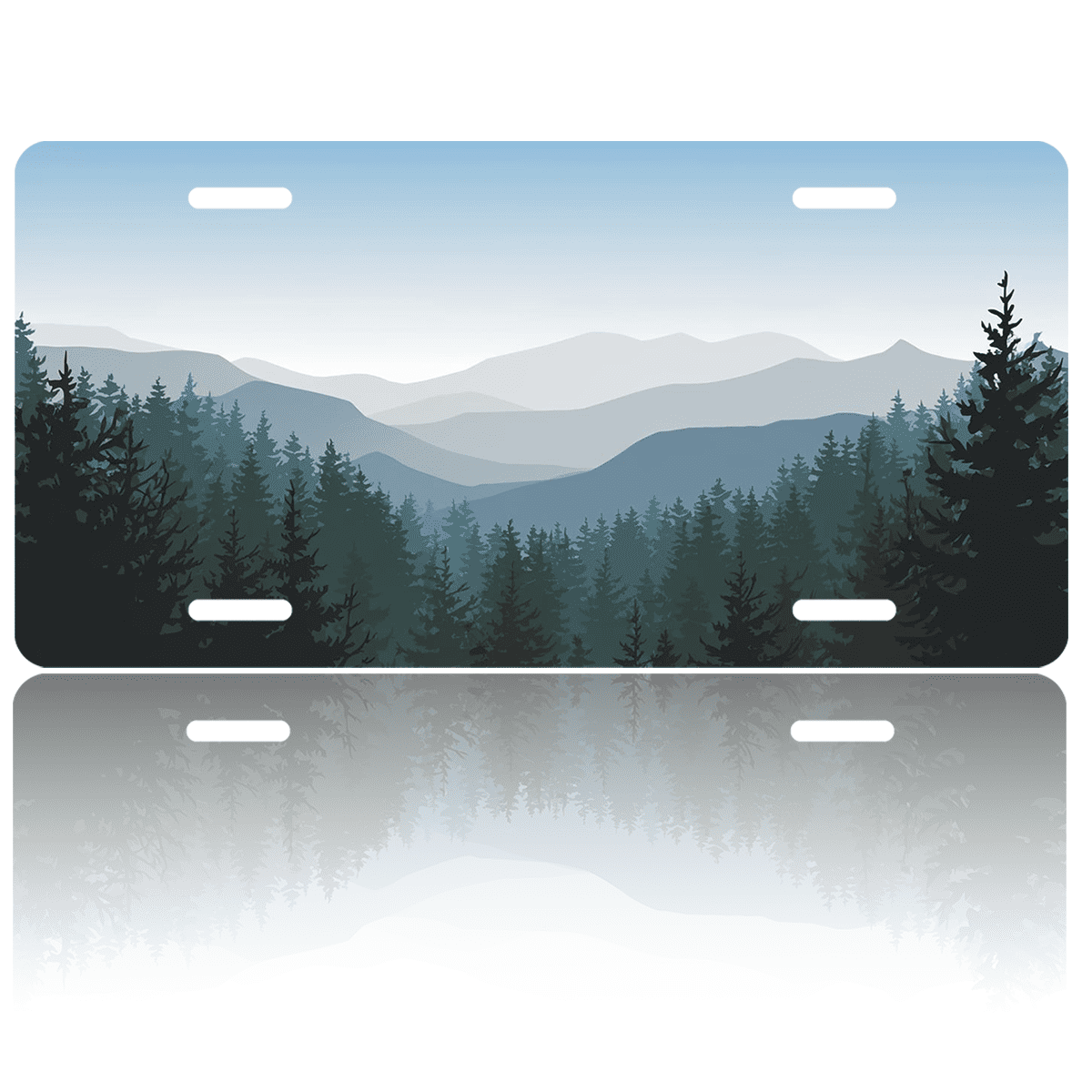 1 Pcs 2D Flat License Plate Covers & Frames, Mountain Forest For ...