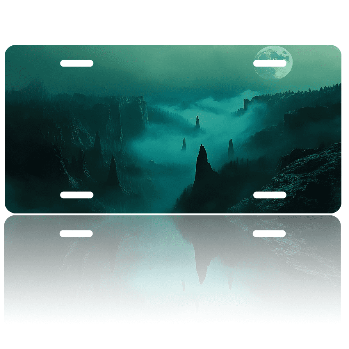 1 Pcs 2D Flat License Plate Covers & Frames, Mysterious Mountain For ...