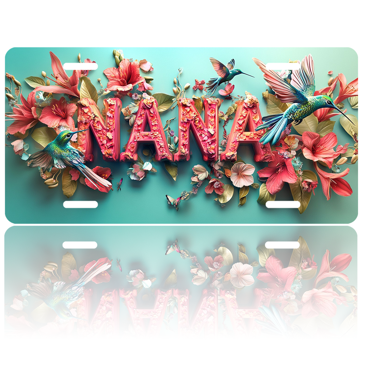 1 Pcs 2D Flat License Plate Covers & Frames, NANA with Flowers For ...