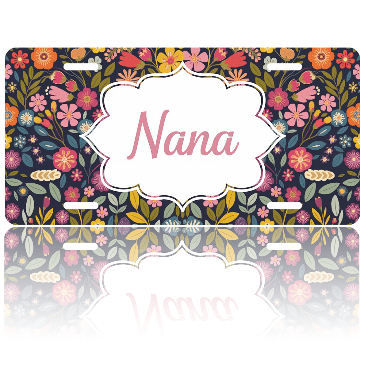 1 Pcs 2D Flat License Plate Covers & Frames, Nana Floral For Decorative ...