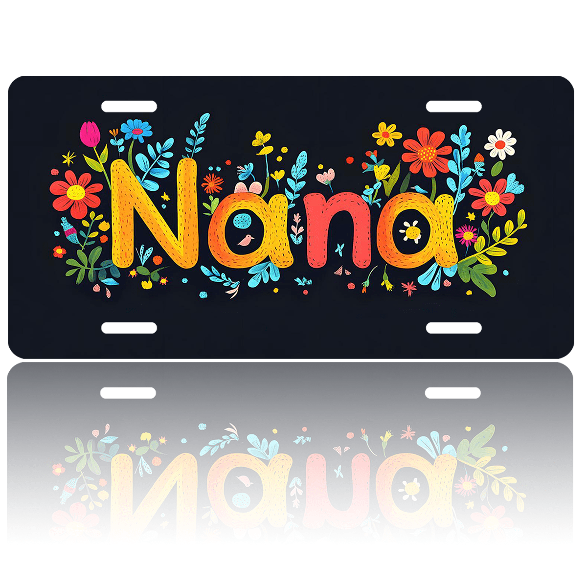 1 Pcs 2D Flat License Plate Covers & Frames, Nana with Flowers For ...