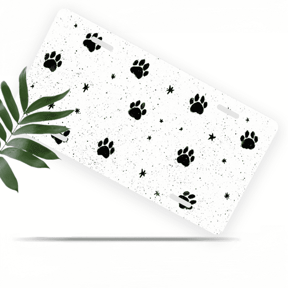 1 Pcs 2D Flat License Plate Covers & Frames, Paw Prints and For ...