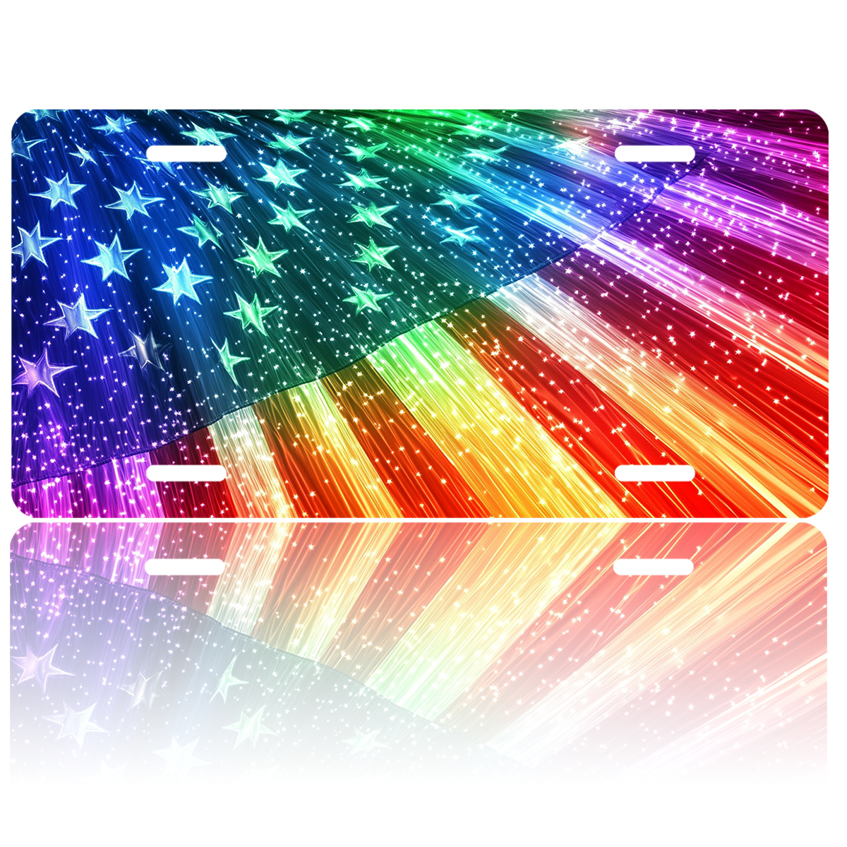 1 Pcs 2D Flat License Plate Covers & Frames, Rainbow American Flag For ...