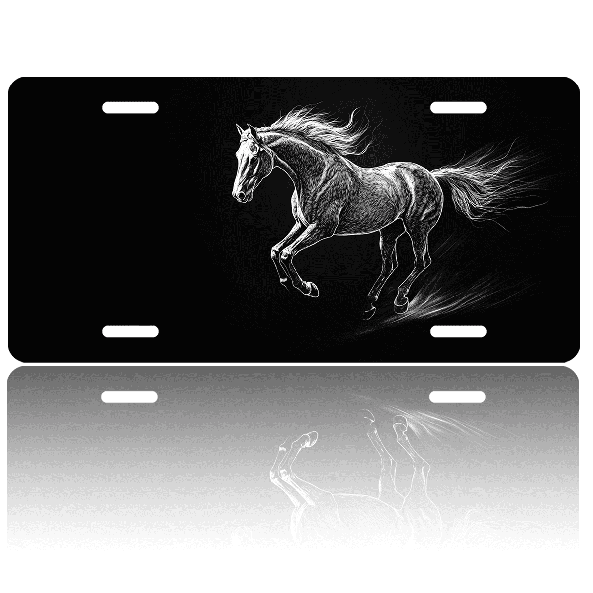 1 Pcs 2D Flat License Plate Covers & Frames, Running Horse For ...