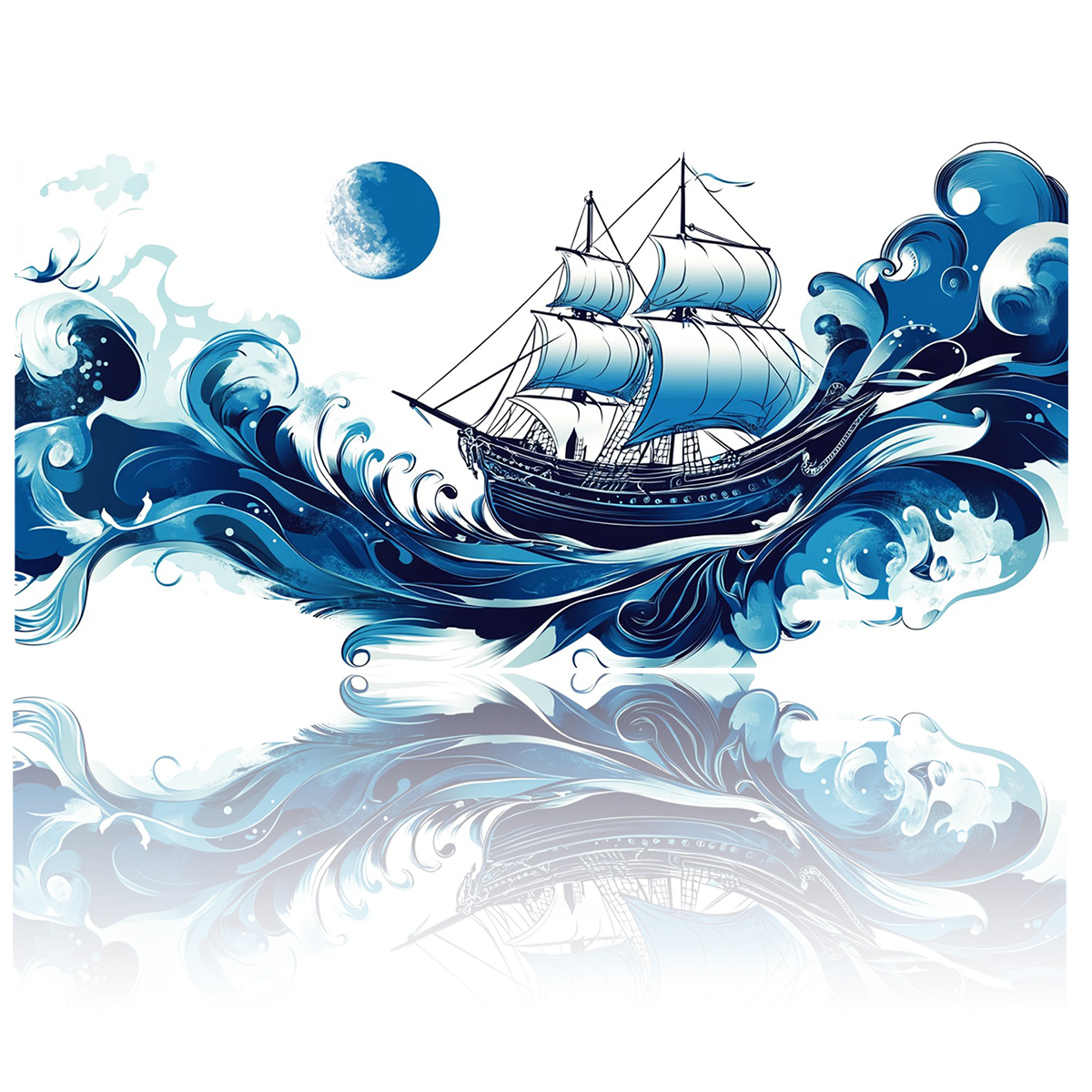 1 Pcs 2D Flat License Plate Covers & Frames, Sailing Ship in Waves For ...