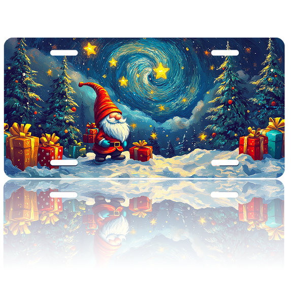 1 Pcs 2D Flat License Plate Covers & Frames, Santa Claus For Decorative ...