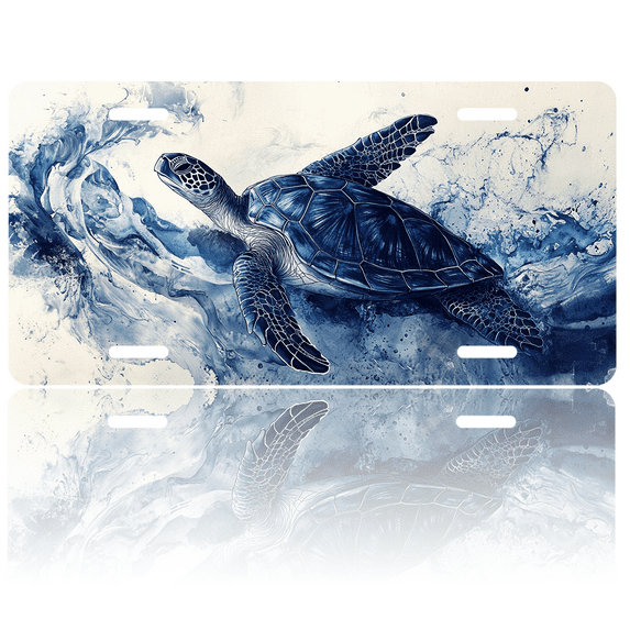 1 Pcs 2D Flat License Plate Covers & Frames, Sea Turtle in Wave For ...