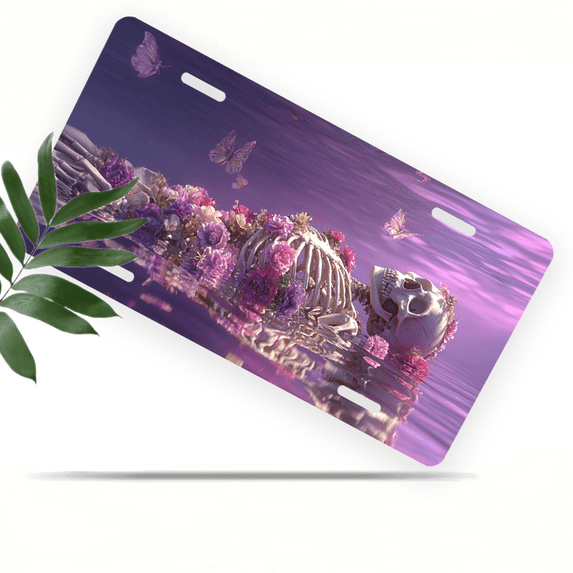 1 Pcs 2D Flat License Plate Covers & Frames, Skeleton For Decorative ...