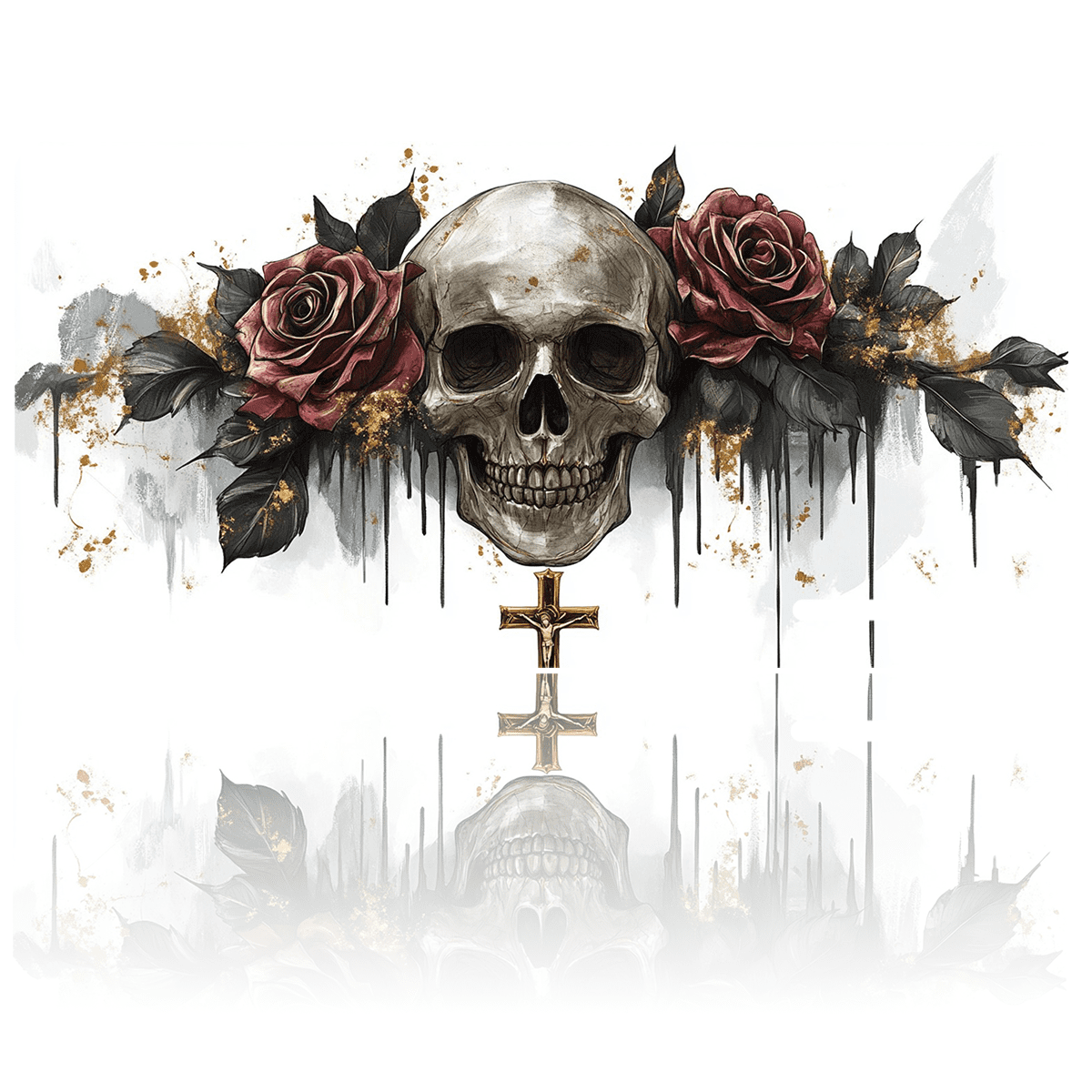 1 Pcs 2D Flat License Plate Covers & Frames, Skull with Roses For ...