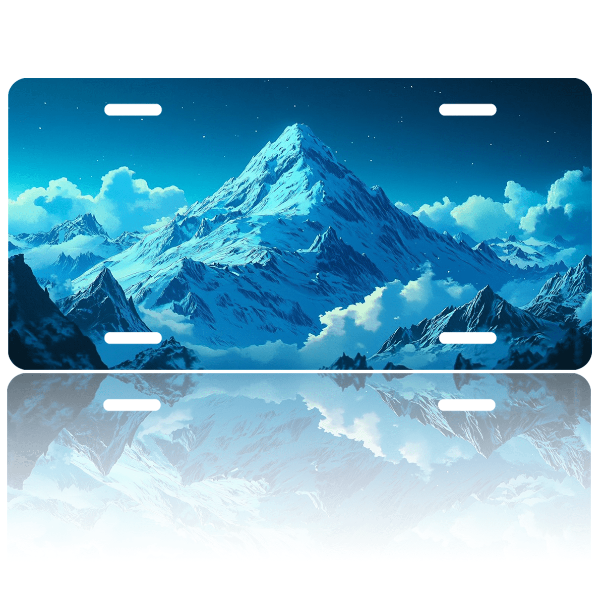1 Pcs 2D Flat License Plate Covers & Frames, Snowy Mountain For ...