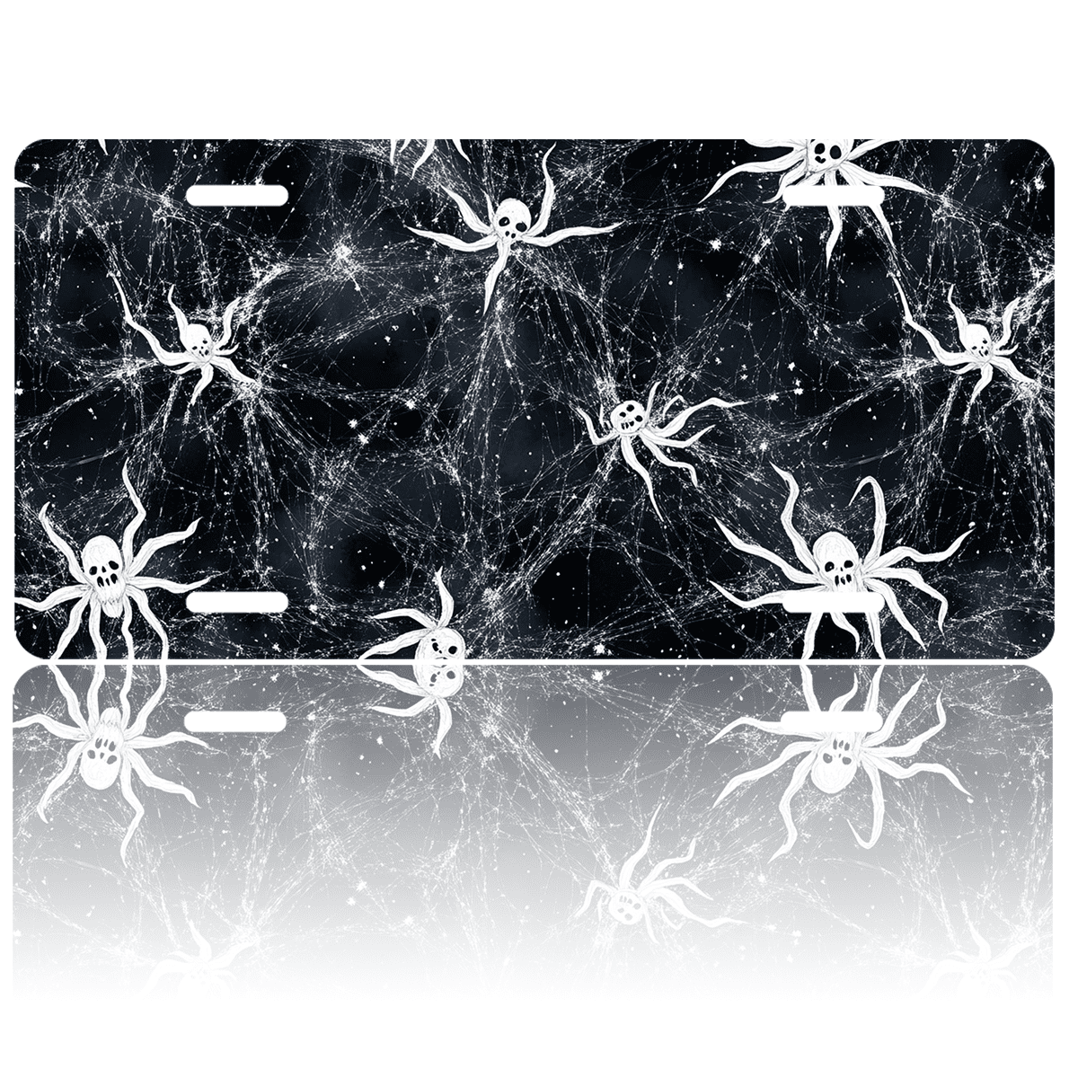 1 Pcs 2D Flat License Plate Covers & Frames, Spider with Skull For ...