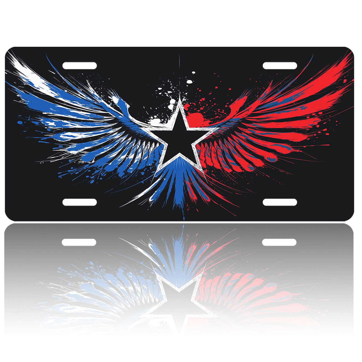 1 Pcs 2D Flat License Plate Covers & Frames, Star with Wings For ...