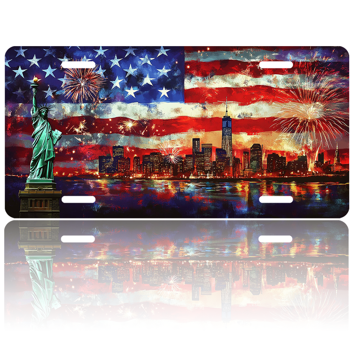 1 Pcs 2D Flat License Plate Covers & Frames, Statue of Liberty For ...