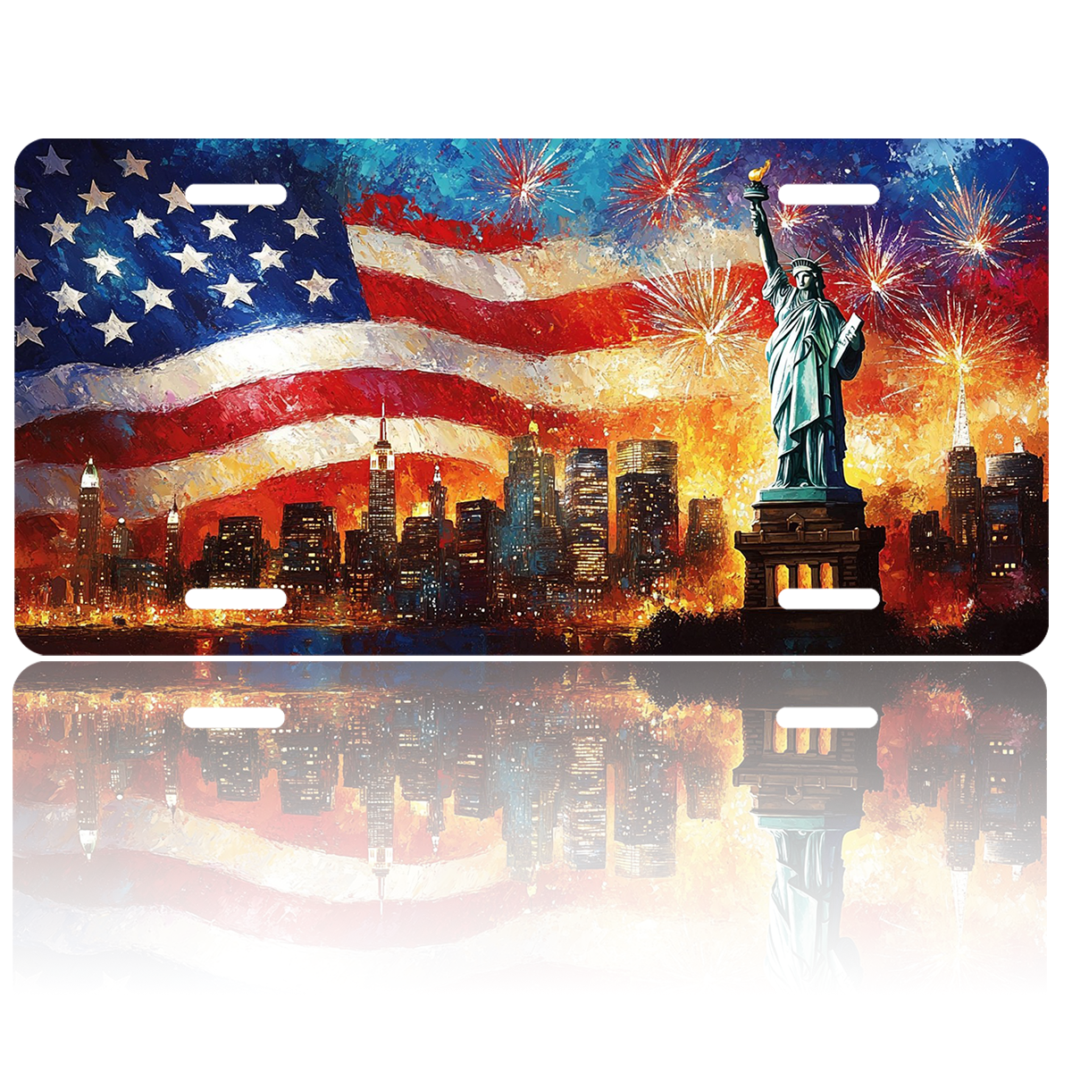 1 Pcs 2D Flat License Plate Covers & Frames, Statue of Liberty For ...