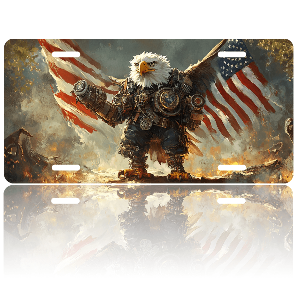 1 Pcs 2D Flat License Plate Covers & Frames, Steampunk American For ...