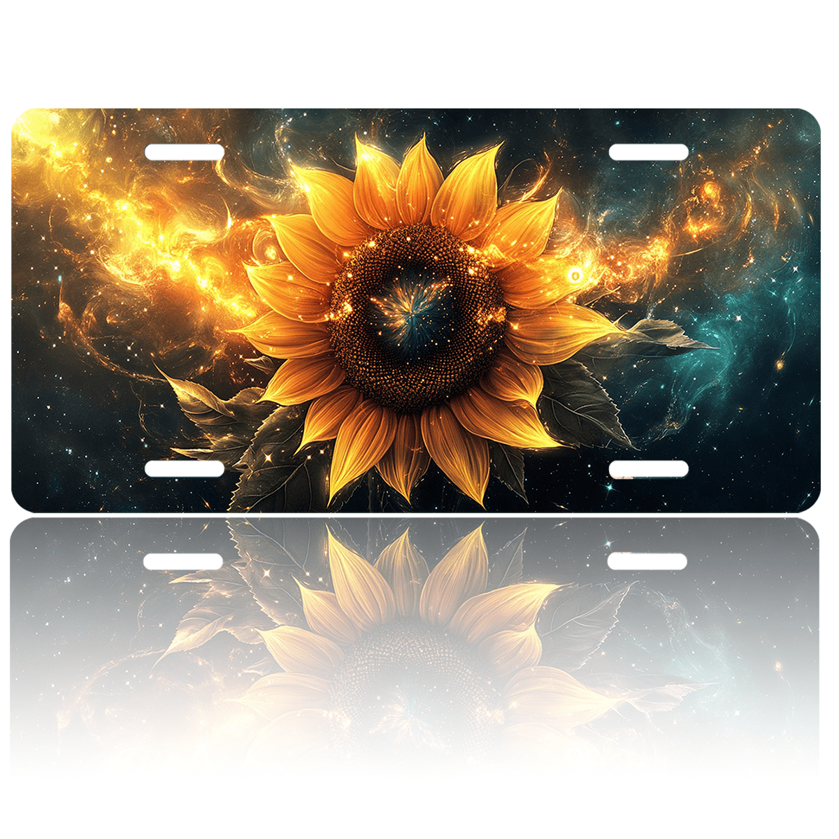 1 Pcs 2D Flat License Plate Covers & Frames, Sunflower in Cosmic For ...