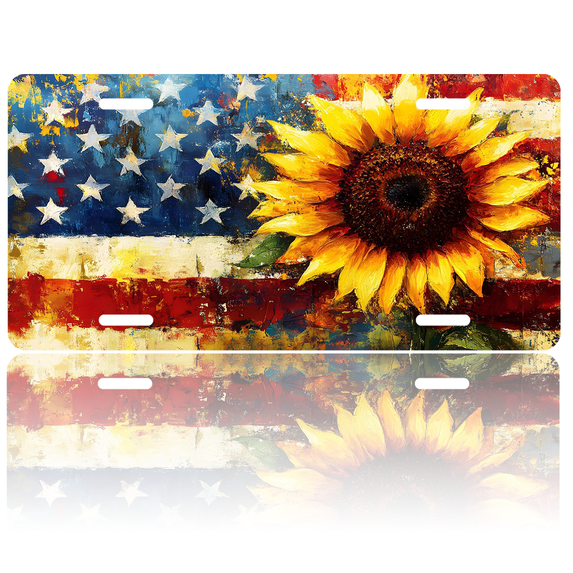 1 Pcs 2D Flat License Plate Covers & Frames, Sunflower and For ...