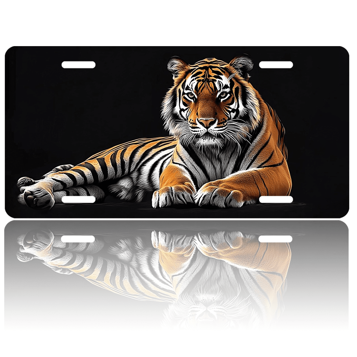 1 Pcs 2D Flat License Plate Covers & Frames, Tiger For Decorative Front ...
