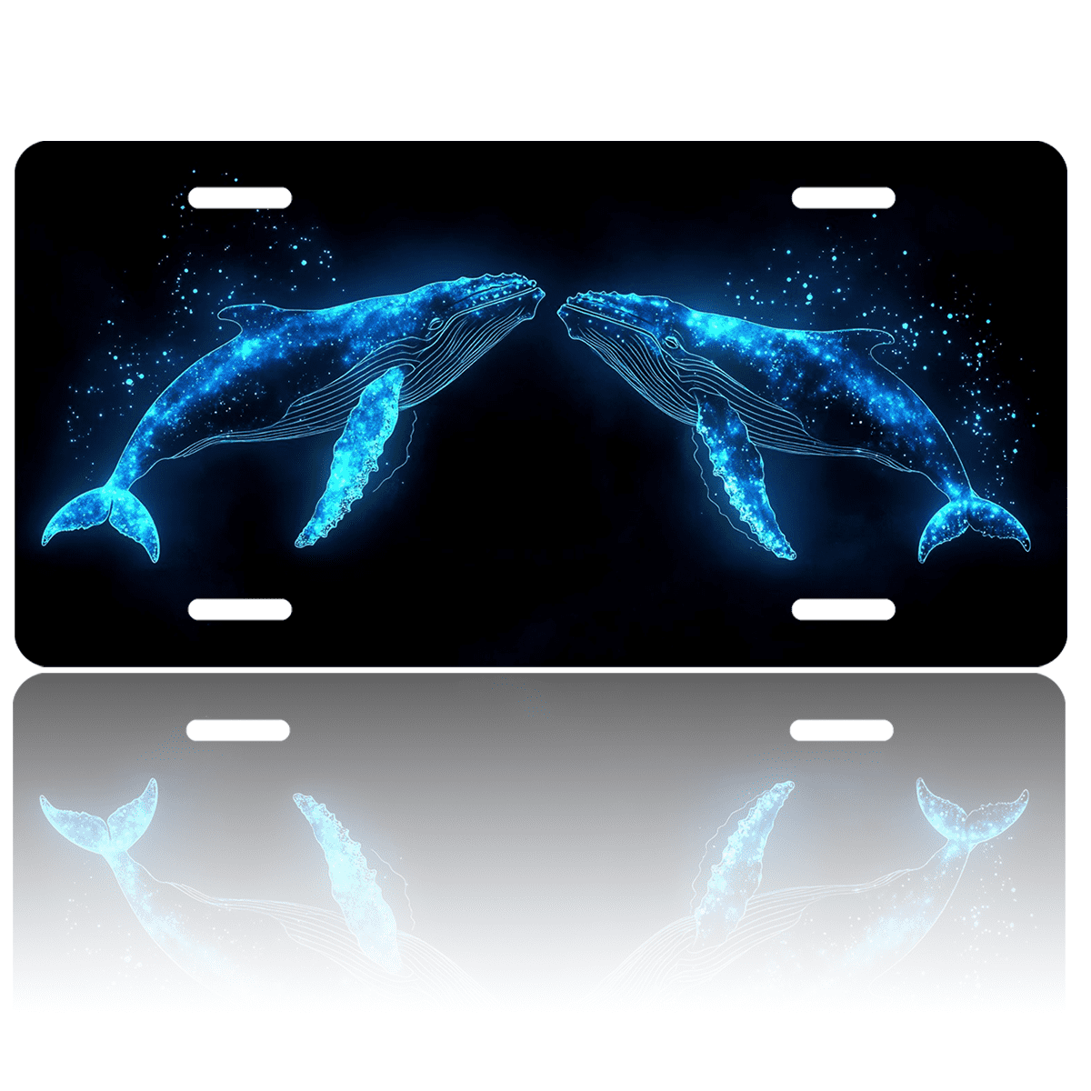 1 Pcs 2D Flat License Plate Covers & Frames, Two Glowing Whales For ...