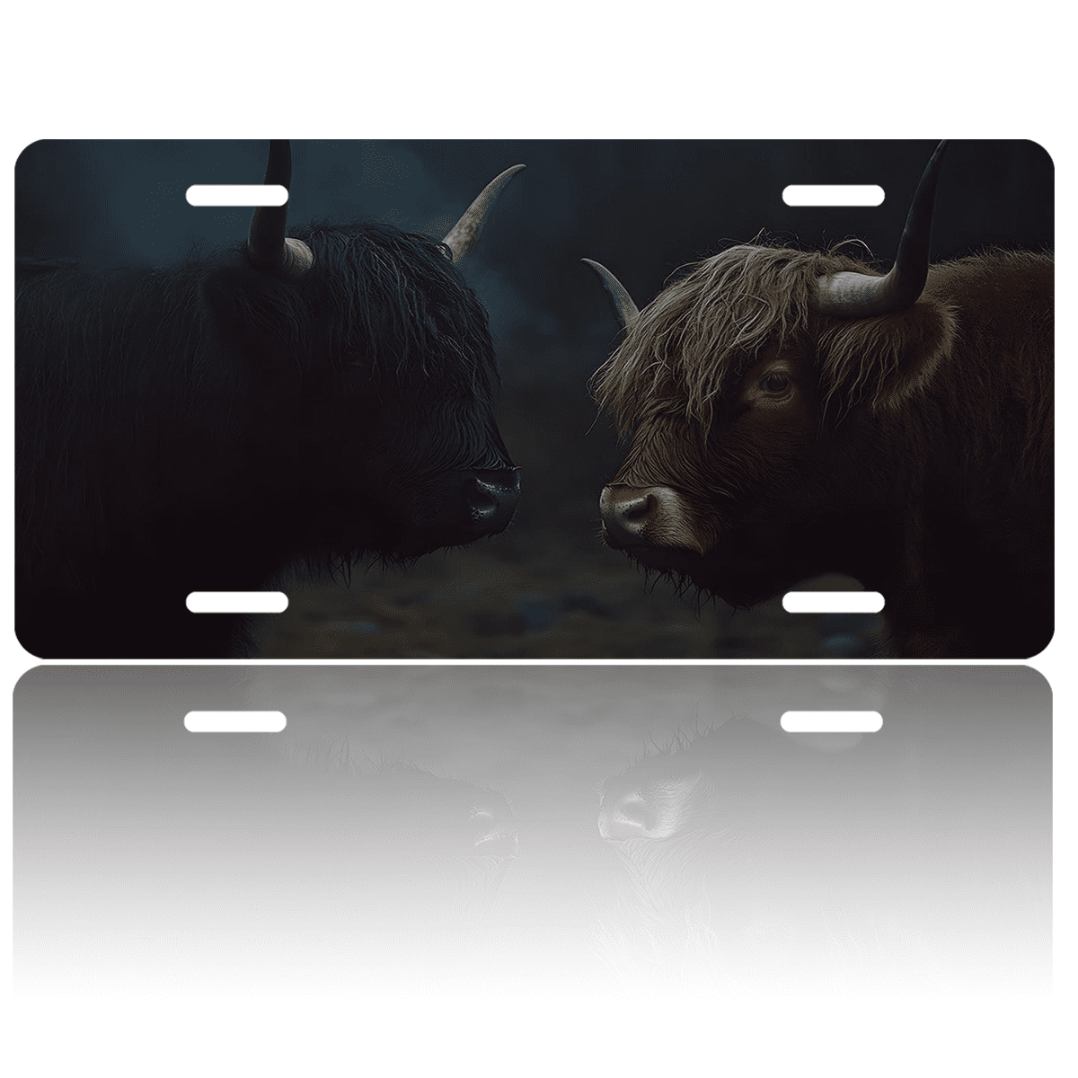 1 Pcs 2D Flat License Plate Covers & Frames, Two Highland Cows For ...