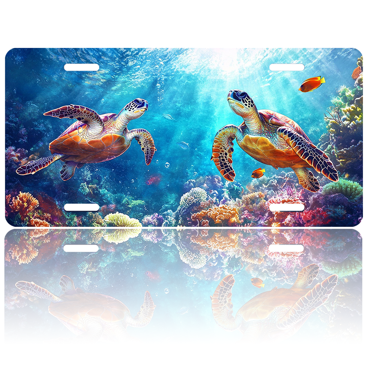 1 Pcs 2D Flat License Plate Covers & Frames, Two Sea Turtles For ...