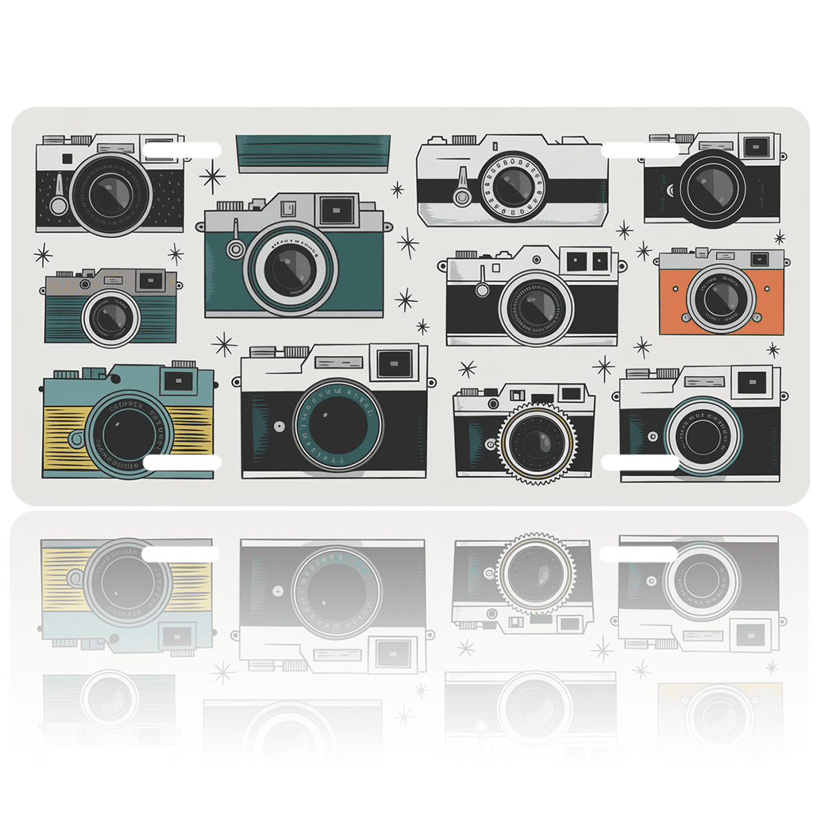 1 Pcs 2D Flat License Plate Covers & Frames, Vintage Cameras For ...