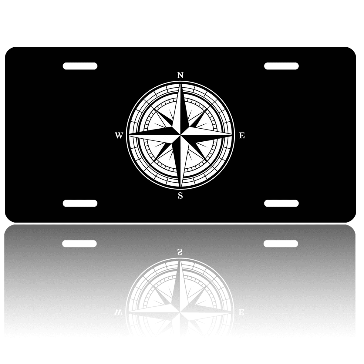 1 Pcs 2D Flat License Plate Covers & Frames, compass For Decorative ...