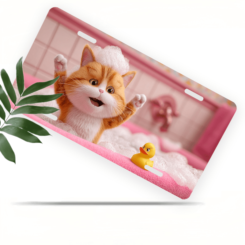 1 Pcs 2D Flat License Plate Covers & Frames, An orange and white For ...