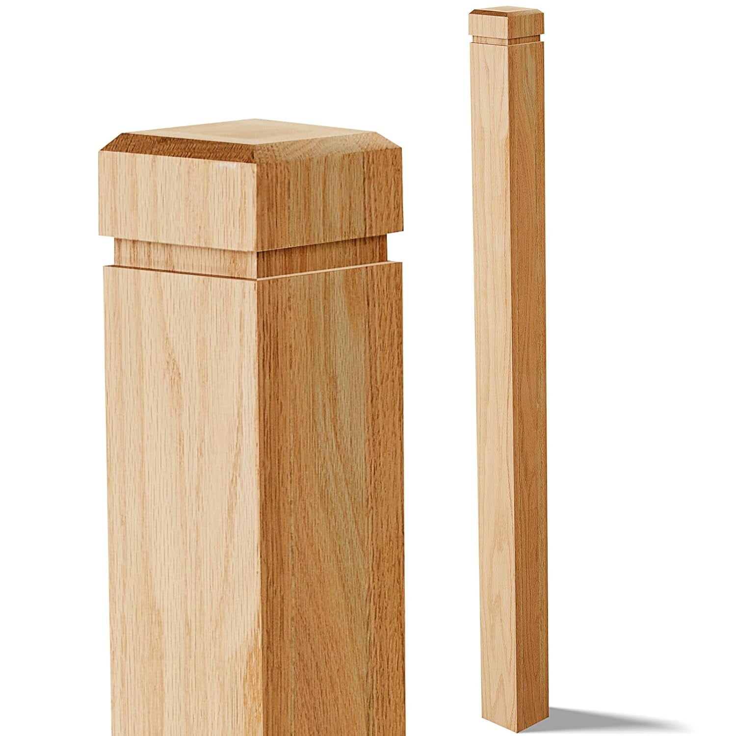 1 Pcs 3.5 x 48 inch Solid Red Oak Stair Newel Post with a Single Groove ...