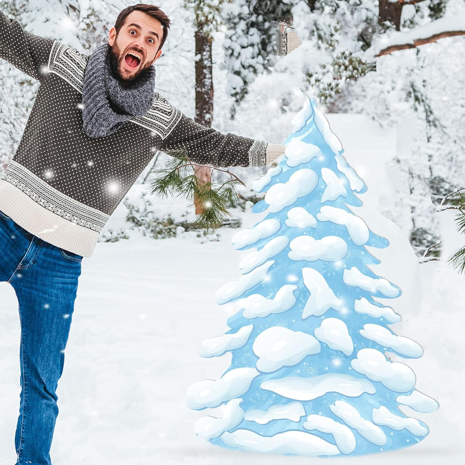 1 Pcs 4 Feet Winter Wonderland Decorations Snowy Tree Cardboard Cutout ...