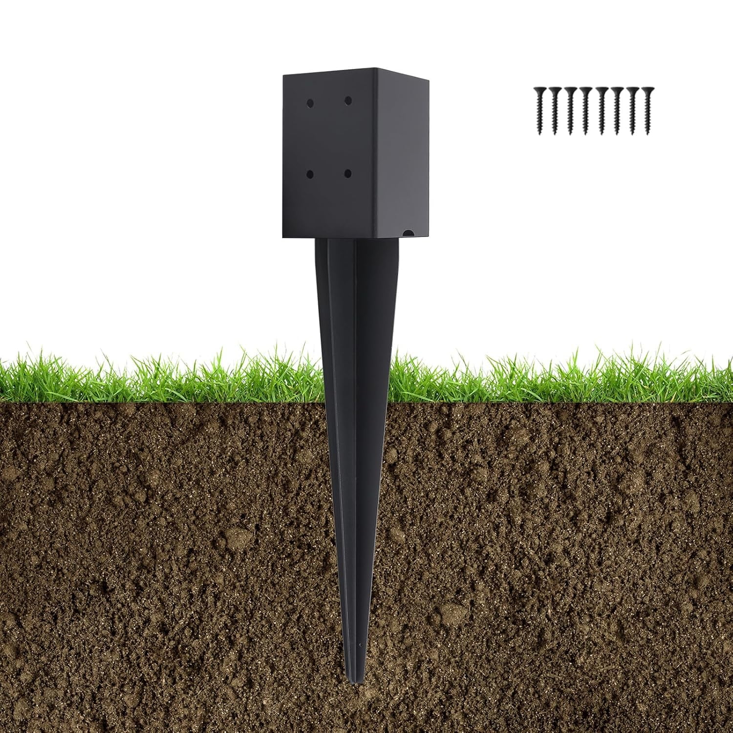 1 Pcs 4"x4" Fence Post Anchor Ground Spike 22" (Internal 3.6"x3.6 ...