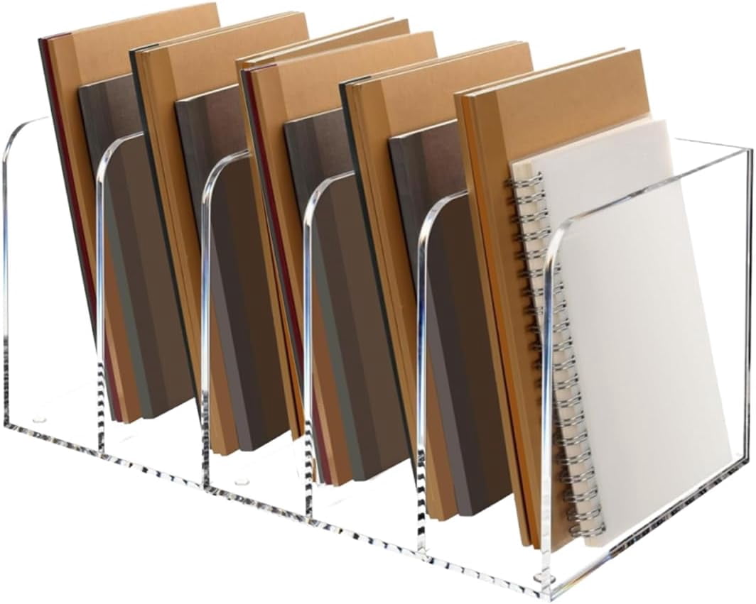 1 Pcs 5-Section Acrylic Magazine File Holder, Desk Organizer Book Rack ...