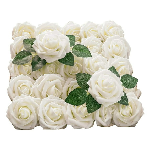 1 Pcs 50 Artificial Roses Flowers, Real Looking Blush Foam Fake Roses ...