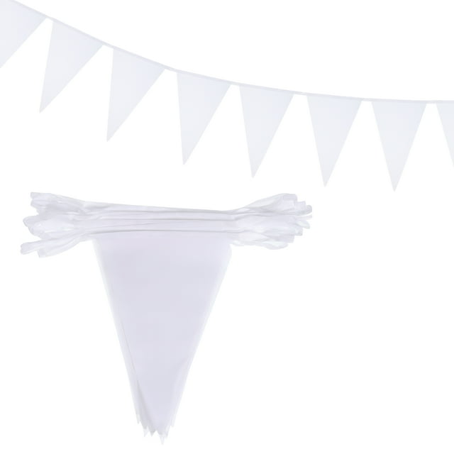 1 Pcs 50 Feet White Pennant Banner Flags String Triangle Hanging for ...