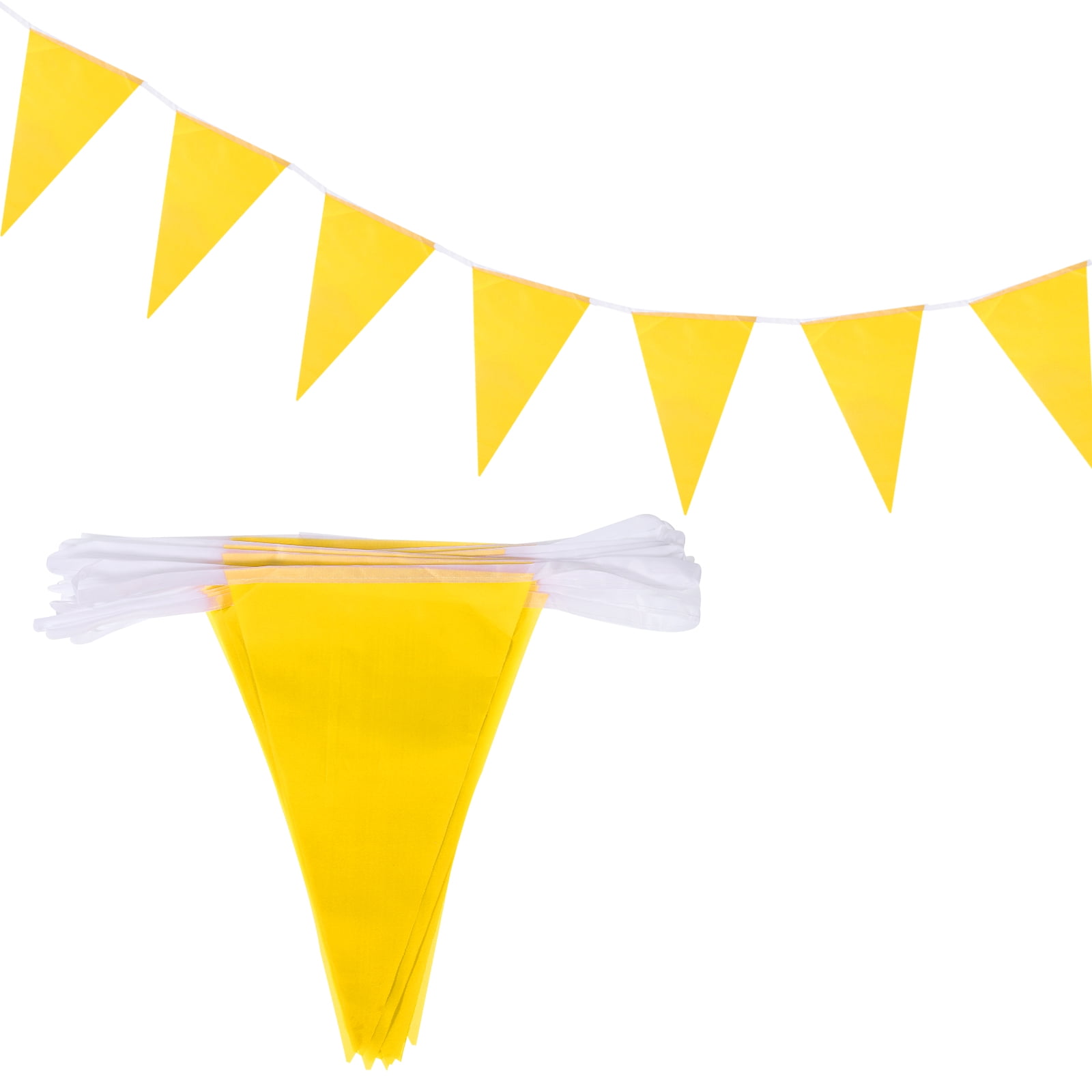 1 Pcs 50 Feet Yellow Pennant Banner Flags String Triangle Hanging for ...