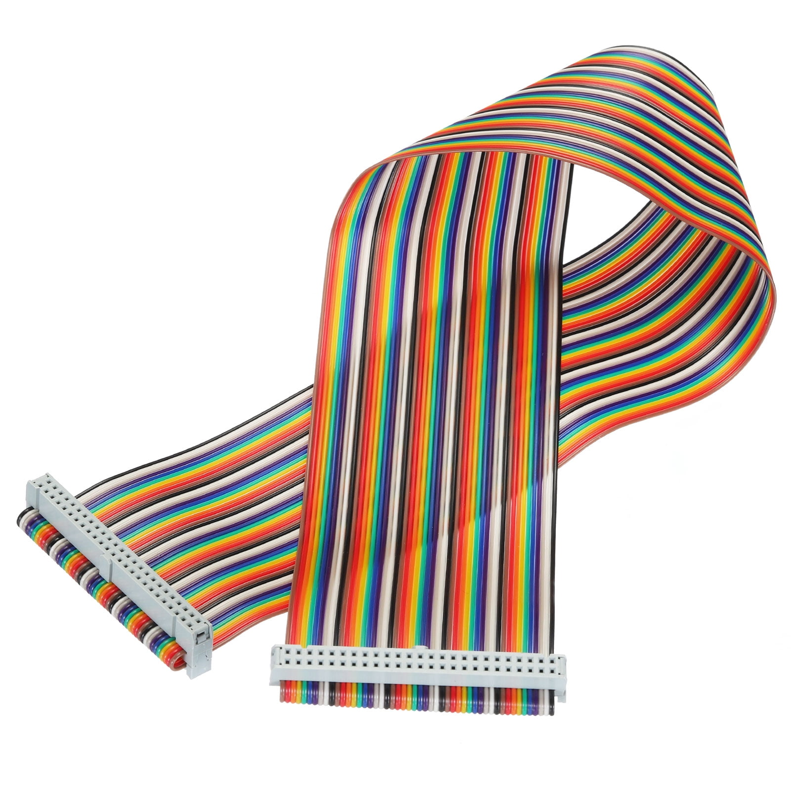 1 Pcs 50 Pin Flat Rainbow Ribbon Cable FC/FC Female Connector 1.64FT 2 ...