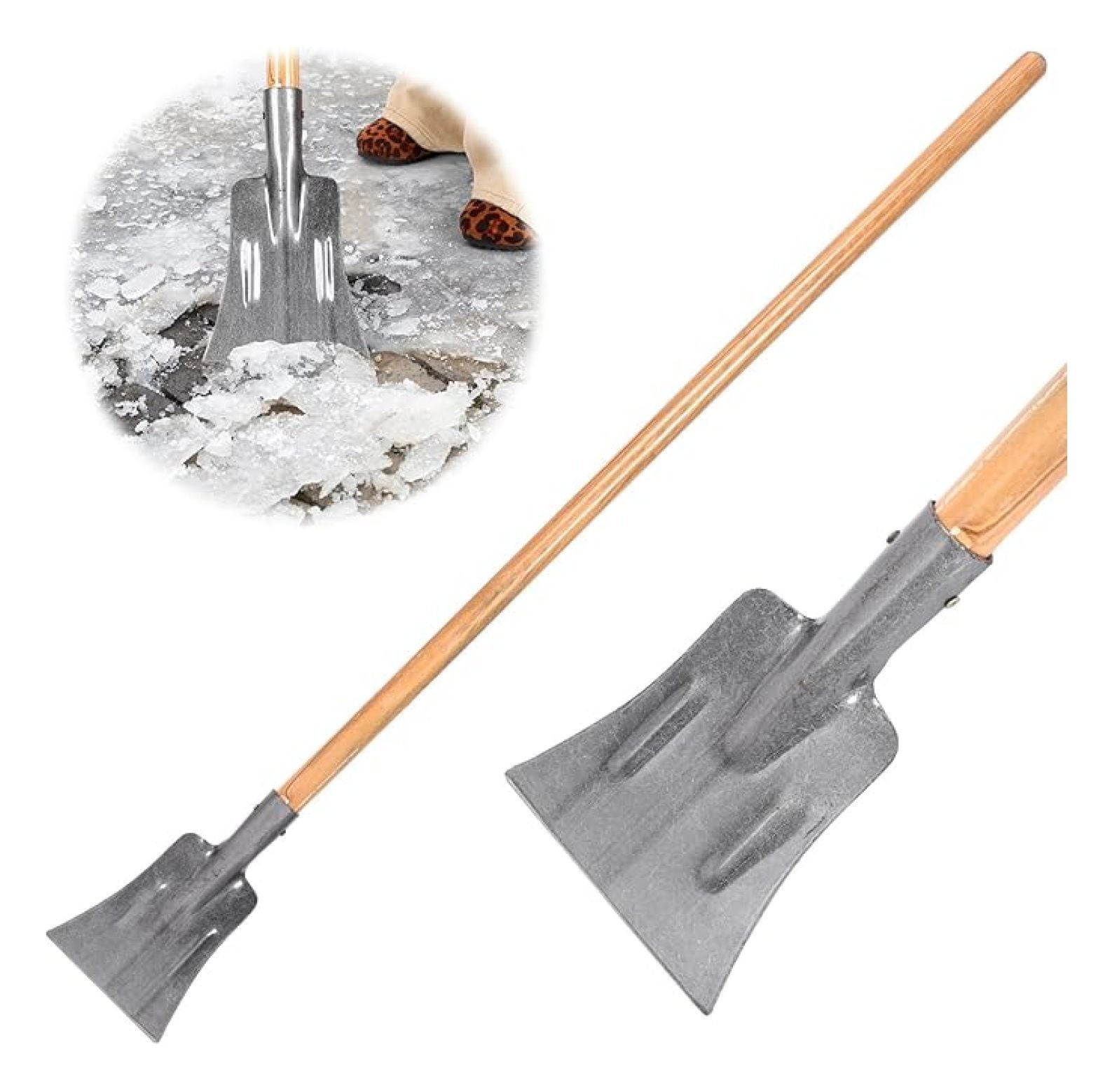 1 Pcs 59 Inch Heavy Duty Ice Chopper with Wooden Handle Steel Blade ...
