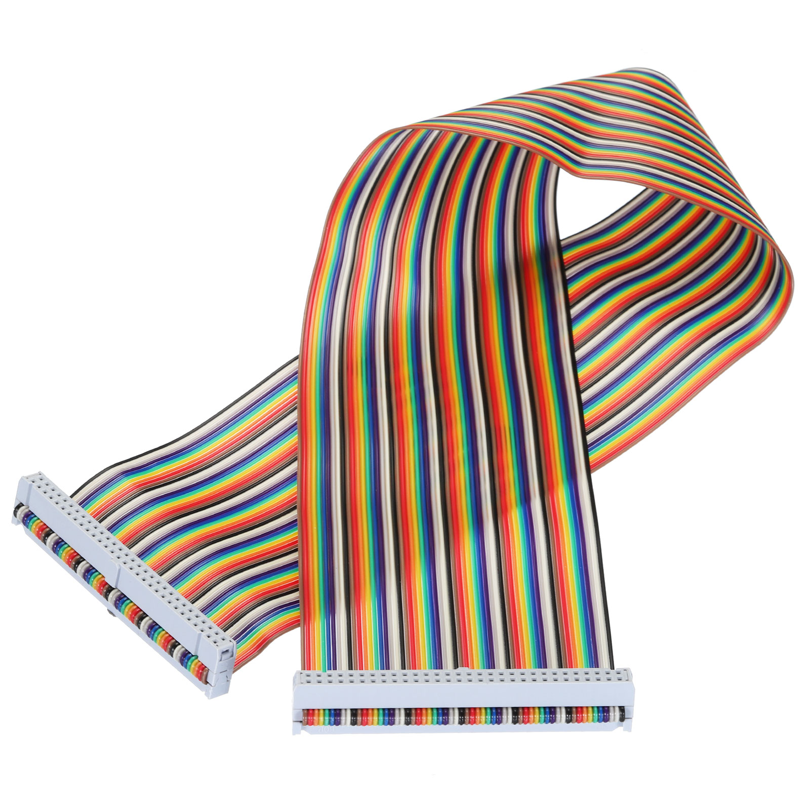 1 Pcs 60 Pin Flat Rainbow Ribbon Cable FC/FC Female Connector 1.64FT 2 ...