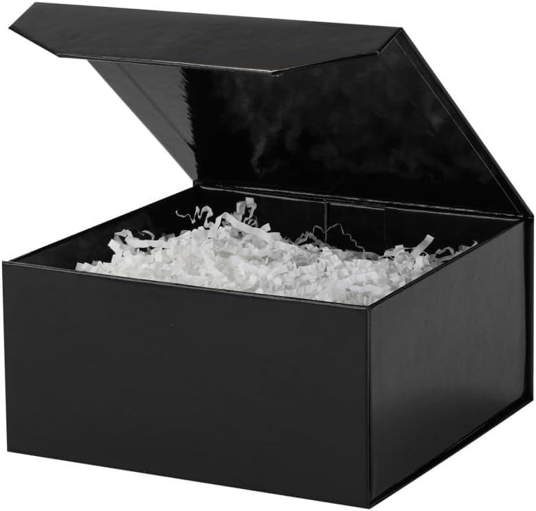 1 Pcs 6x6x3 Inch Black Magnetic Gift Box Small Magnetic Box with ...