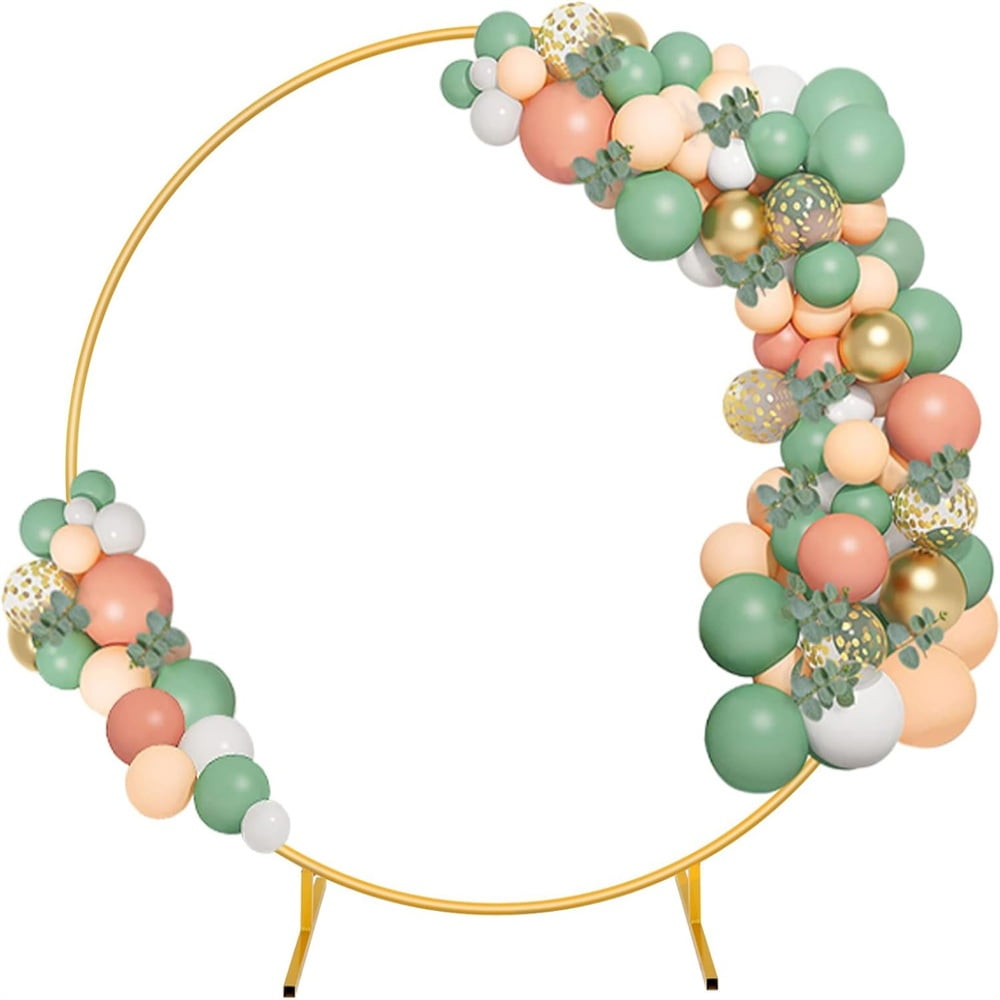 1 Pcs 7.2ft Gold Round Backdrop Stand Circle Balloon Arch Stand Metal ...